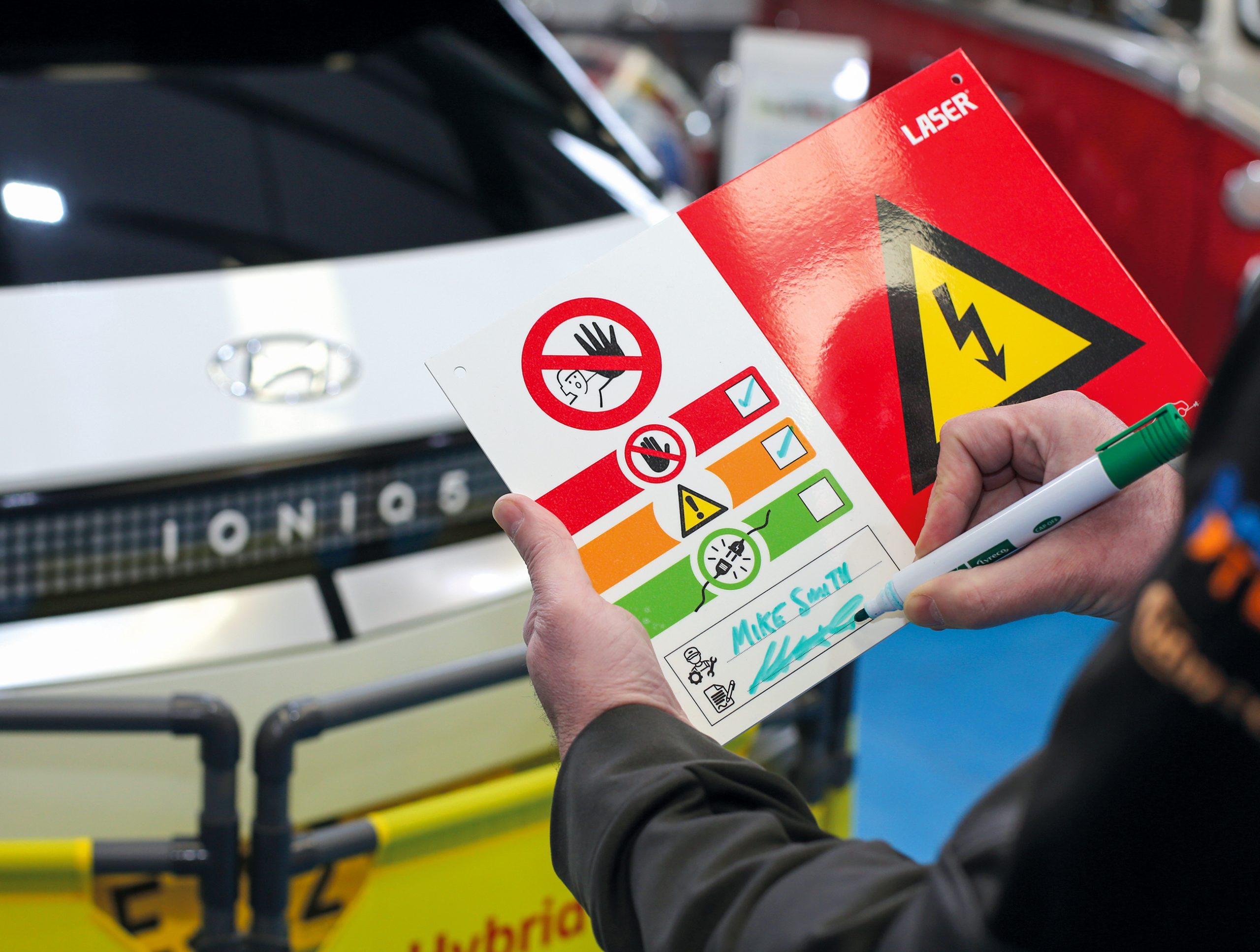High-voltage EV warning signs from Laser Tools - Autotrade.ie
